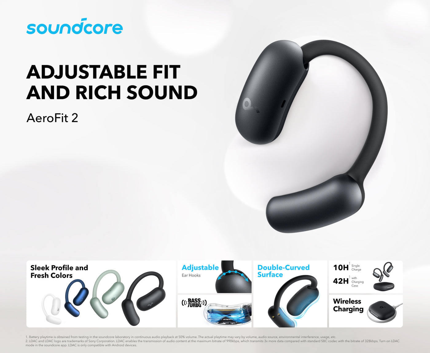 Soundcore Aerofit 2 | Secure, Comfortable Hi-Res Wireless Earbuds